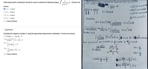 [calculus 2] Integration By Trigonometric Substitution R Homeworkhelp