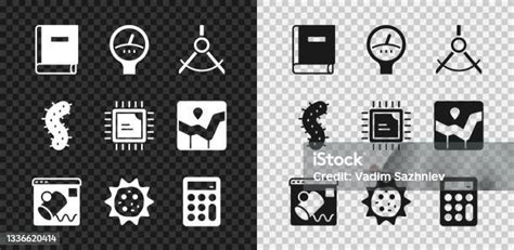과학 책 게이지 스케일 드로잉 나침반 데이터 시각화 바이러스 계산기 및 프로세서 Cpu 아이콘을 설정합니다 벡터 0명에 대한 스톡 벡터 아트 및 기타 이미지 Istock