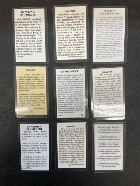 Laminated Prayer Cards In Spanish Guadalupe San Judas San Benito
