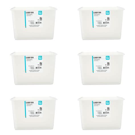 Pengear Plastic Cubby Bin Small Desktop Organizer Clear 6 Pack