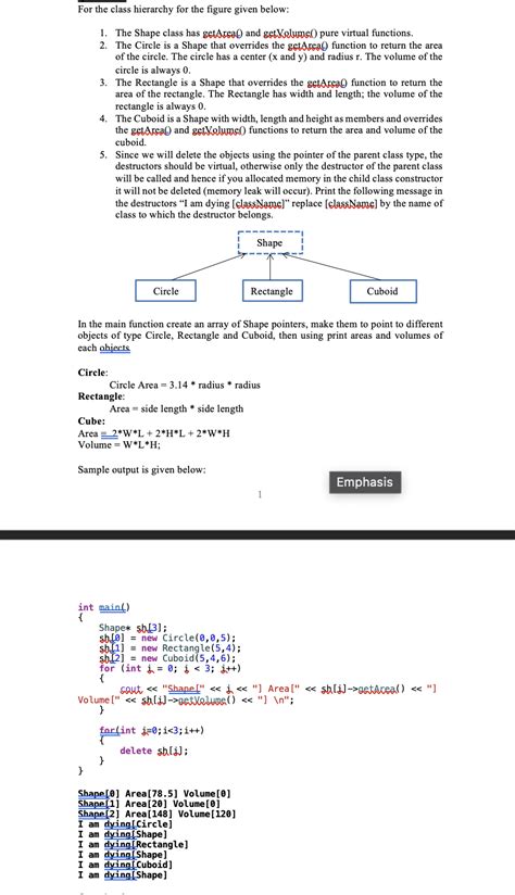 Solved For The Class Hierarchy For The Figure Given Below Chegg