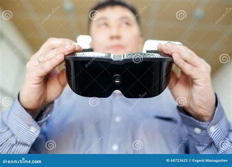 Virtual Reality Headset Close Up In Hands Of Man Who Is Going To Wear Them Vr Future Concept