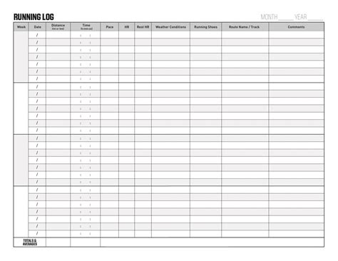 Running Log Excel Template