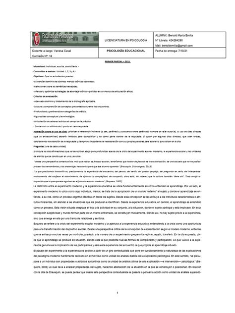 Primer Parcial Educacional Catedra A Designar 2021 Pdf Educación