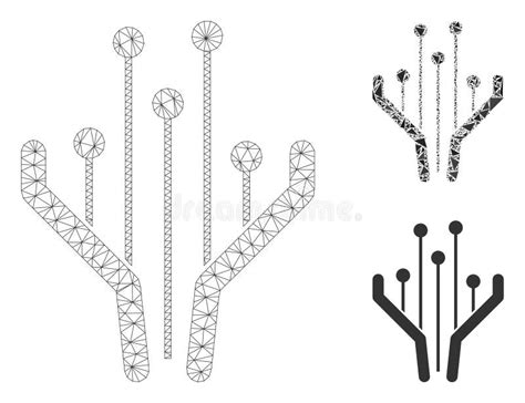 Electronic Filter Vector Mesh Wire Frame Model And Triangle Mosaic Icon Stock Illustration