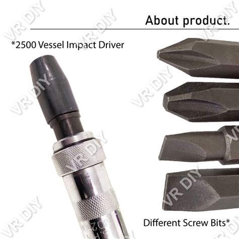 Vessel Impact Driver With 4 Bits Screw Loosening Tool Set Heavy Duty Pemacu Impak Philips Flat