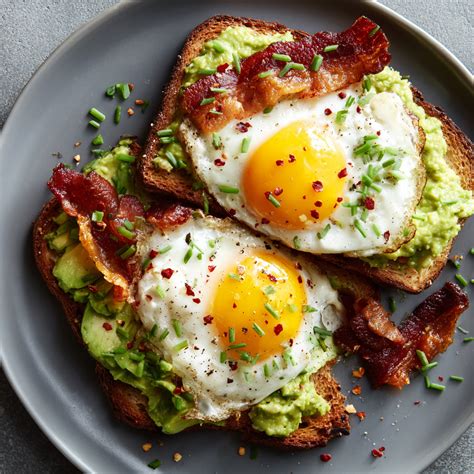 Avocado Bacon Egg Toasts Creamy Crispy Breakfast Delight