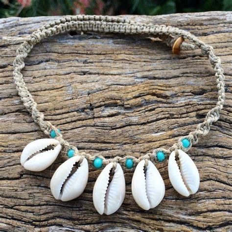 Handmade Hemp Macrame Necklace With Cowrie By Mustangandsally Macrame
