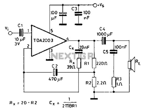 The Tda2003 10w Car Radio Audio Amplifier Schematic Placa De