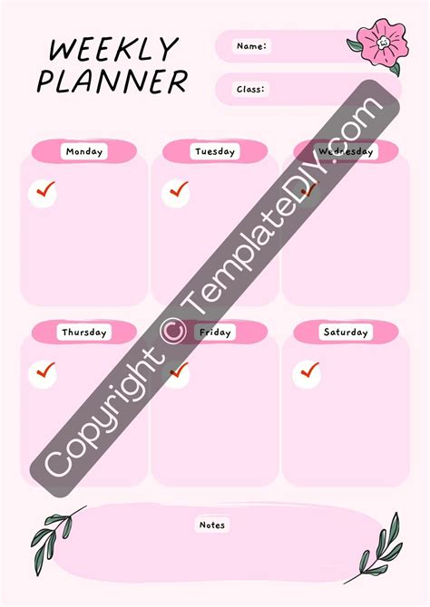Pink Weekly Planner Template Printable In Pdf Word Excel