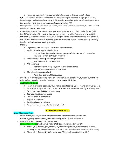 Peds Cardiac 7 O Increased Workload → Vasoconstriction Increased Resistance And Afterload Ss