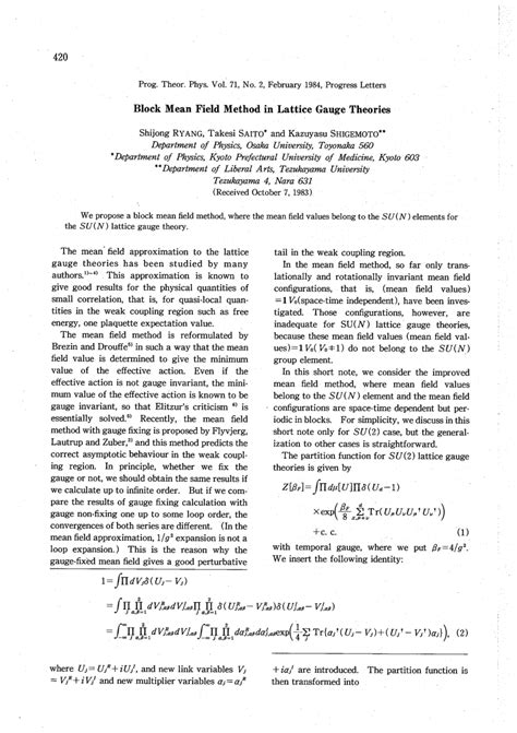 Pdf Block Mean Field Method In Lattice Gauge Theories