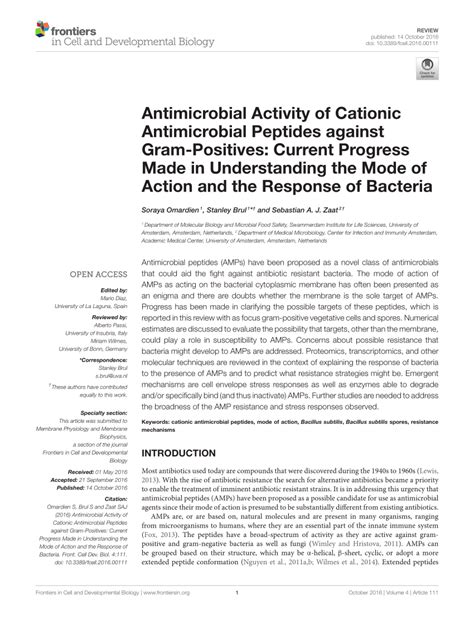 Pdf Antimicrobial Activity Of Cationic Antimicrobial Peptides Against