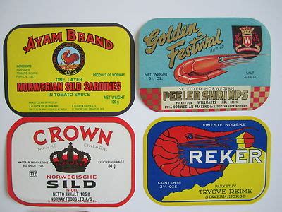 Vintage Sardine Can Labels Norway 242954583