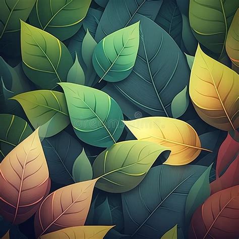 Homogeneous Background Pattern With Beautiful Leaves Stock Illustration Illustration Of