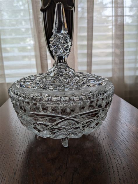 Lead Crystal Candy Dish Vintage Candy Dish Footed Candy Dish Tall Steeple Candy Dish 1960s
