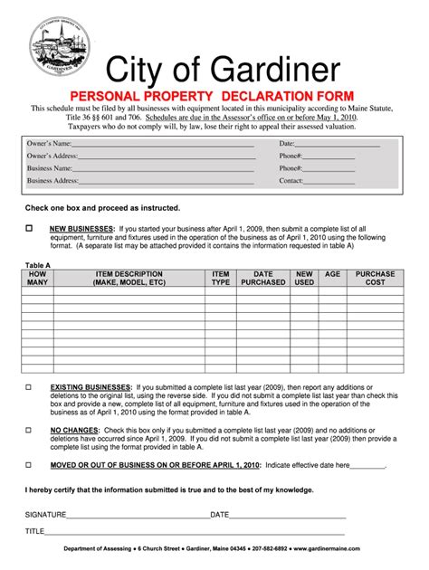Personal Property Declaration Form Fill Out And Sign Online Dochub