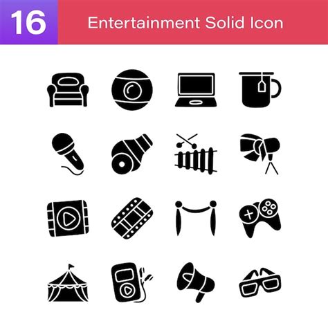Premium Vector Entertainment Vector Solid Icon Set 02