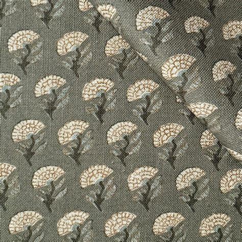 Brown Floral Block Print Fabric Etsy