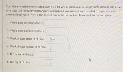 Solved Consider A Virtual Memory System With A 16 Bit