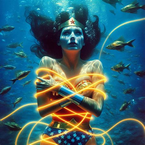 Wonder Woman Bound With Magic Lasso Underwater By Rms19 On Deviantart