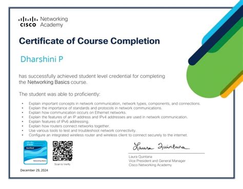 Dharshini P On Linkedin Cisco Networkingbasics Certification