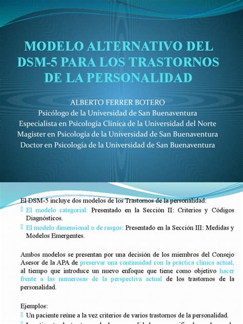 Modelo Alternativo Del Dsm 5 Para Los Trastornos De La Personalidad