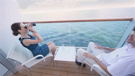 Woman Looks In Field Glass And Transfers It To Man Stock Footage Video Of Luxury Passenger