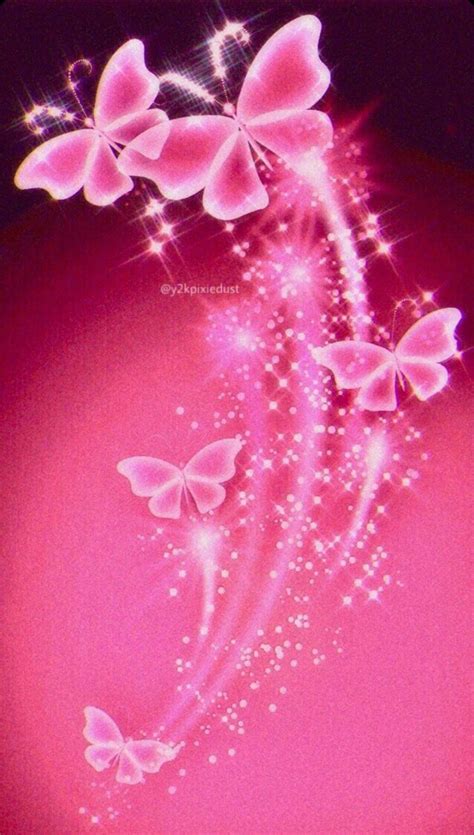 Y2k Aesthetic Wallpaper With Pink Butterflies