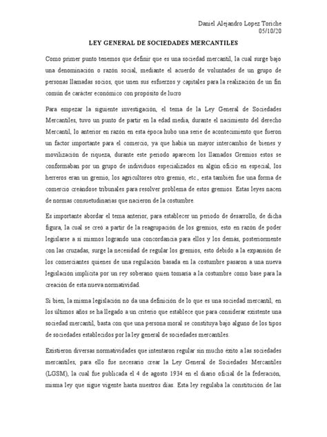Ley General De Sociedades Mercantiles Pdf Sociedad De