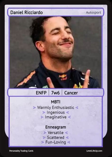 Daniel Ricciardo Enneagram And Mbti Personality Type Level Life Up