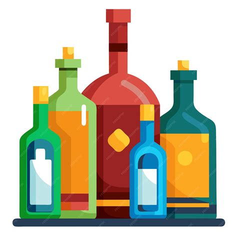 Alcohol Bottles Clipart Cartoon Style Vector Illustration Premium Ai