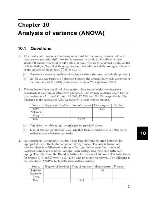 Chapter 10 Sample Exam Questions Pdf Analysis Of Variance