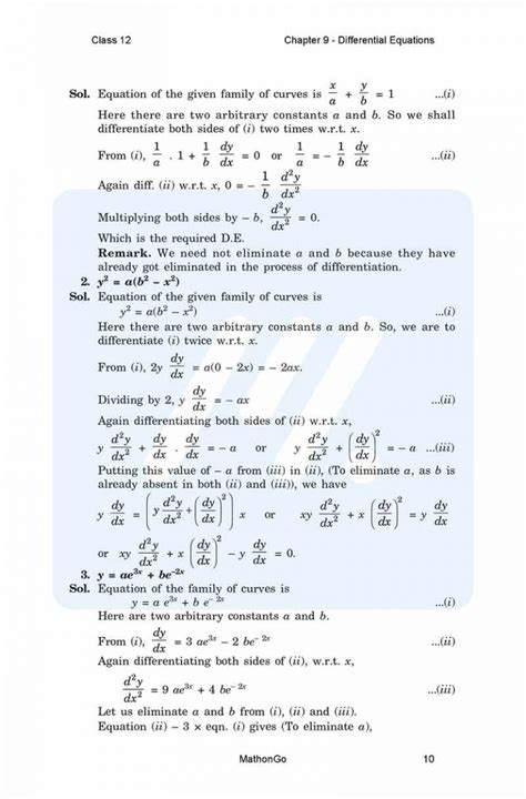 Ncert Solutions For Class 12 Maths Chapter 9 Differential Equations
