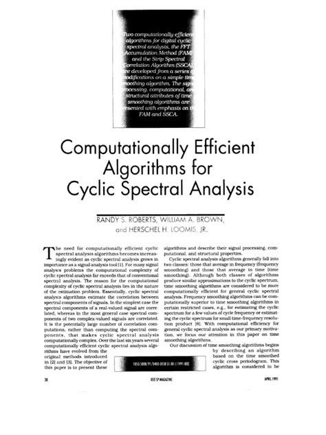 Computationally Efficient Algorithms For Cyclic Spectral Analysis Pdf