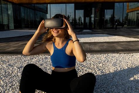 Amazed Young Beautiful Girl Testing Virtual Reality 3d Video Glasses Vr