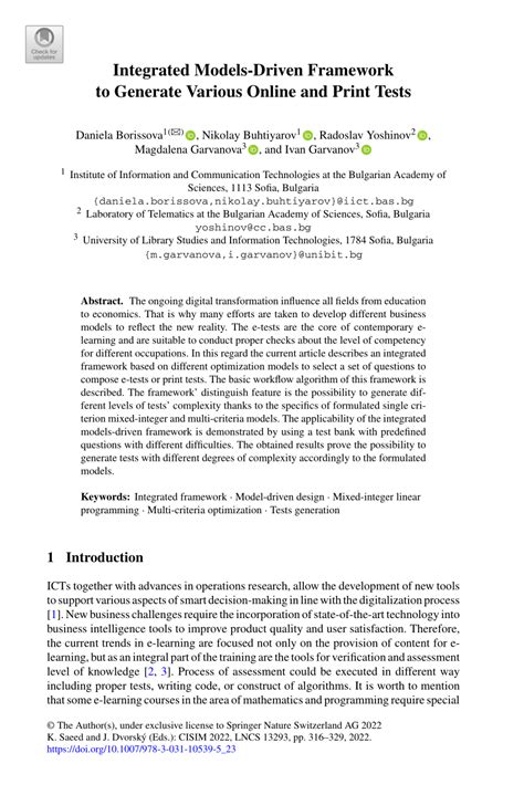 PDF Integrated Models Driven Framework To Generate Various Online And Print Tests