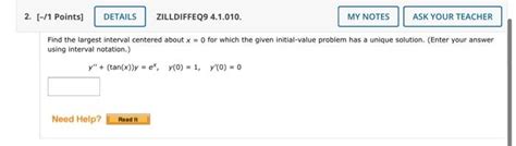 Solved 2 [ 1 Points Details Zilldiffeq9 4 1 010 My Notes