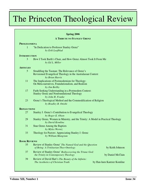 Tribute To Stanley Grenz Pdf Evangelicalism Charismatic Movement