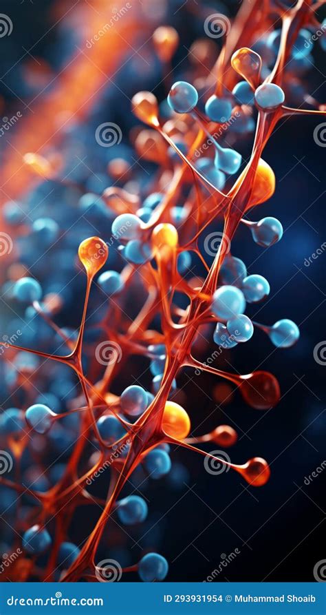 A Complex Biological Gene Structure Visualized Through 3d Rendering With Lines And Nodes Stock