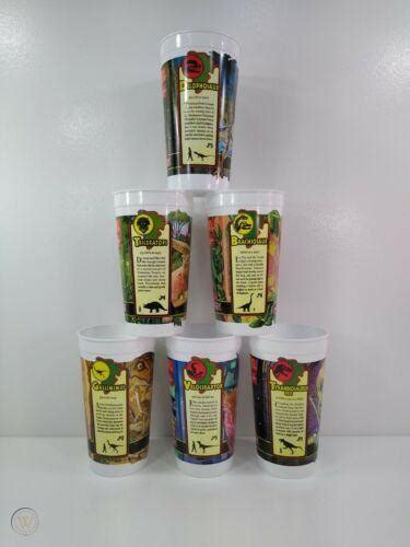 Jurassic Park Mcdonalds Dinosaur Cups Complete Set Of 6 Coca Cola 1992