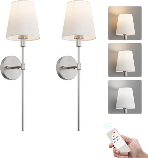 Coinmit Brushed Nickel Battery Operated Wall Sconces Set Of 2