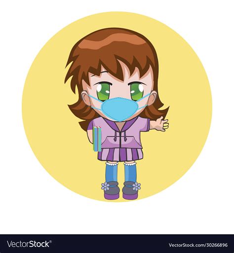 Chibi Girl Wearing A Surgical Mask Royalty Free Vector Image