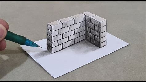 3d Drawing Wall On Paper For Beginner Step By Step Youtube