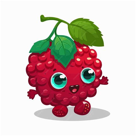 Vector Estilo De Dibujos Animados De Frambuesa Vector Premium