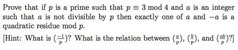 solved prove that if p is a prime such that p 3 mod 4 and