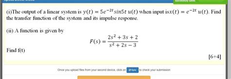 Solved Successfully Saved I The Output Of A Linear Chegg