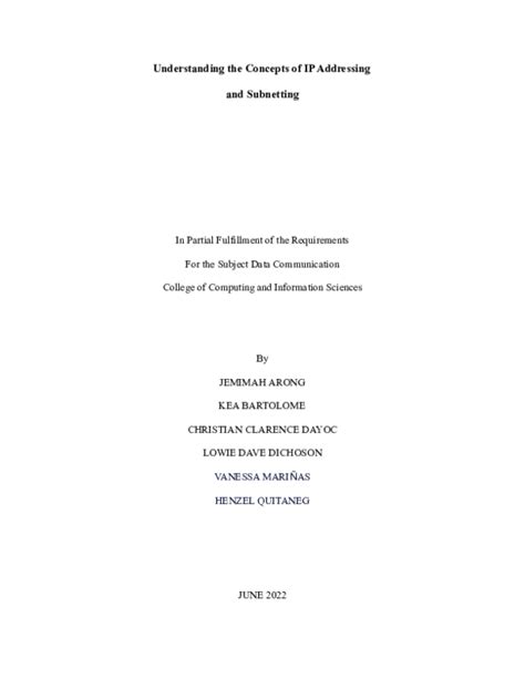 Pdf Understanding The Concepts Of Ip Addressing And Subnetting