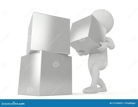 3d Humanoid Character Hold A Cube Stock Illustration Illustration Of Group Human 31743629