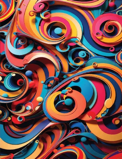 Premium Ai Image A Vibrant Swirling Abstract Pattern Of Interlocking Shapes And Colors